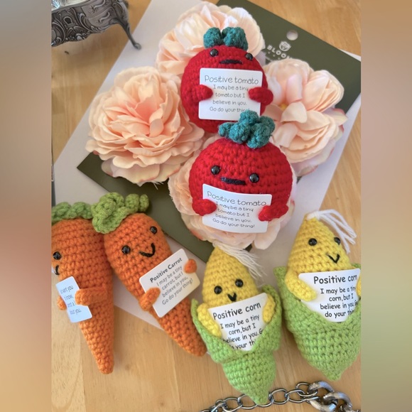 Art | New Handmade Crochet Positive Affirmation Veggie Corn Or Carrot ...